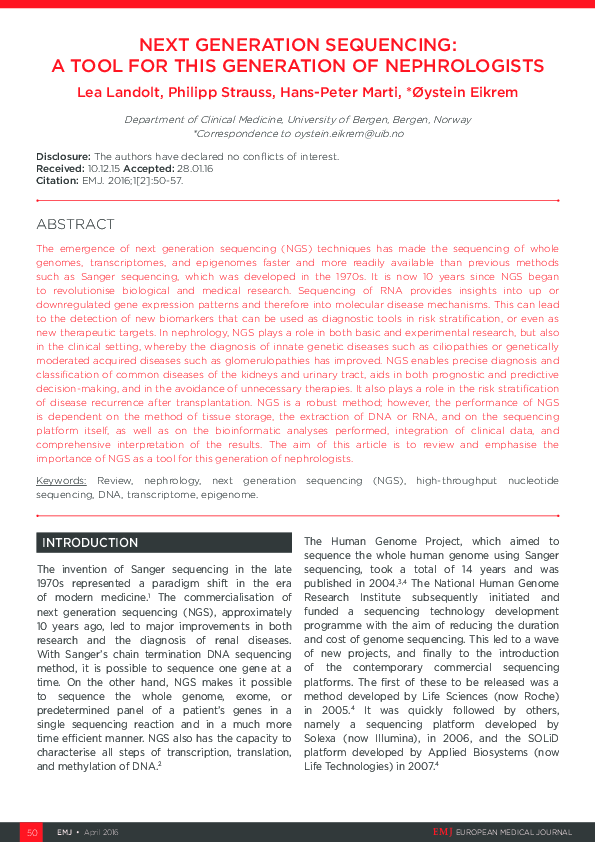 (PDF) Next Generation Sequencing : A Tool for This Generation of Nephrologists