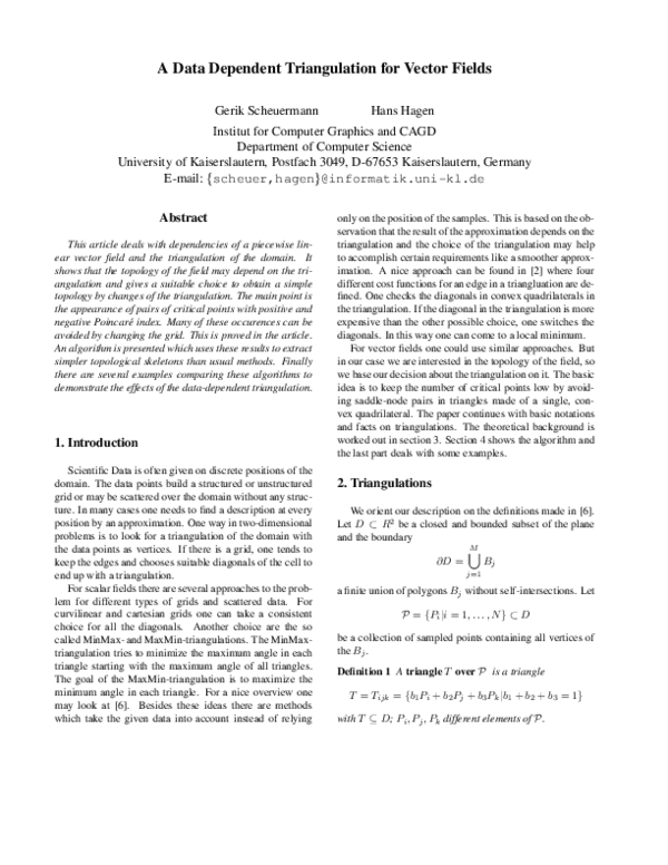 (PDF) A data dependent triangulation for vector fields