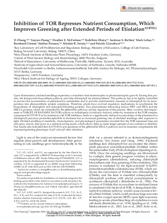 (PDF) Inhibition of TOR represses nutrient consumption, which improves ...