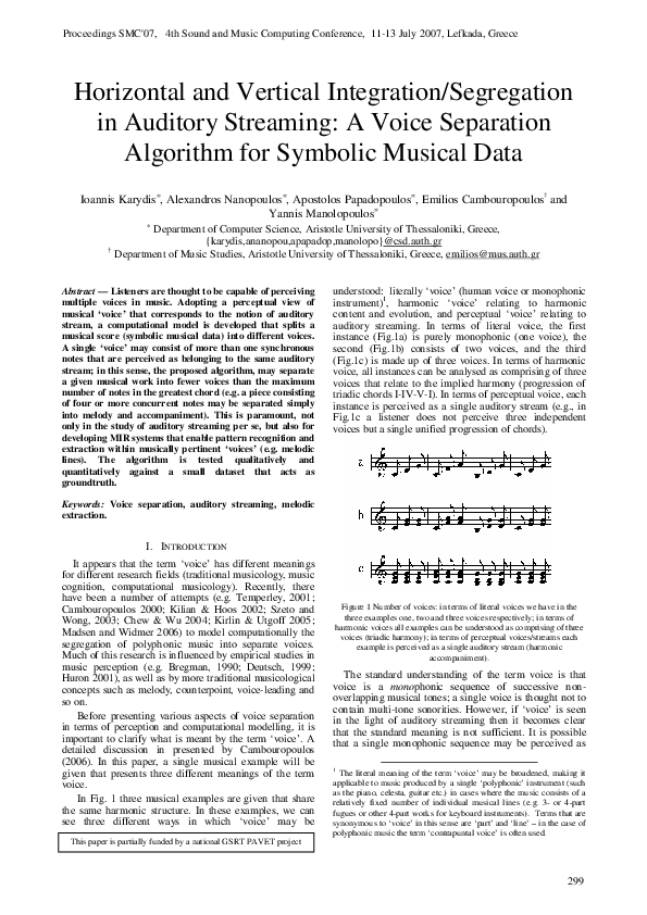 (PDF) Horizontal And Vertical Integration/Segregation In Auditory ...