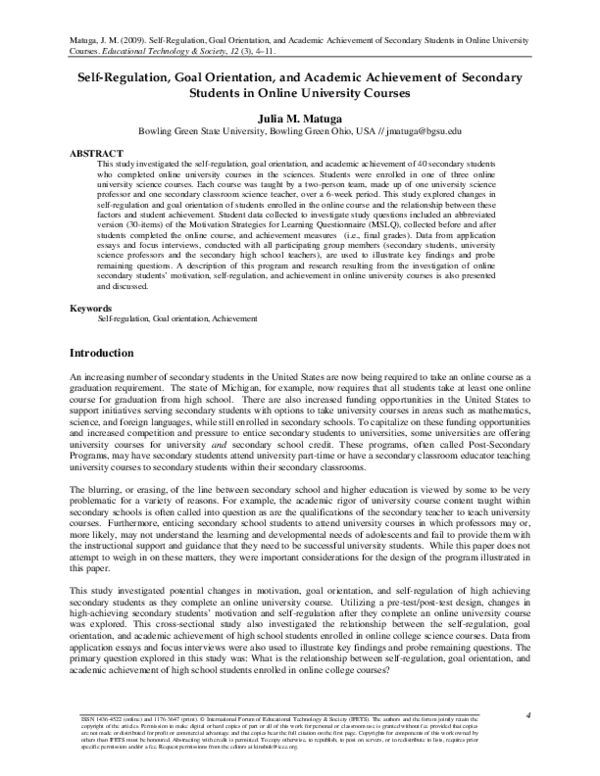 (PDF) Self-Regulation, Goal Orientation, and Academic Achievement of ...