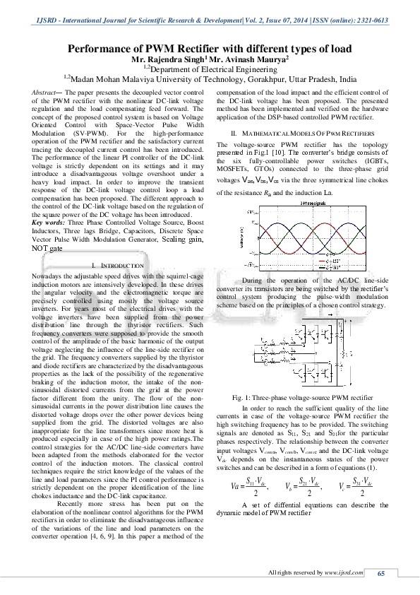 (PDF) Performance of PWM Rectifier with Different Types of Load