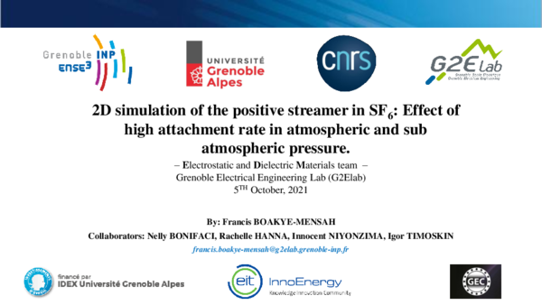(PDF) 2D simulation of the positive streamer in SF6: effect of high attachment rate in ...