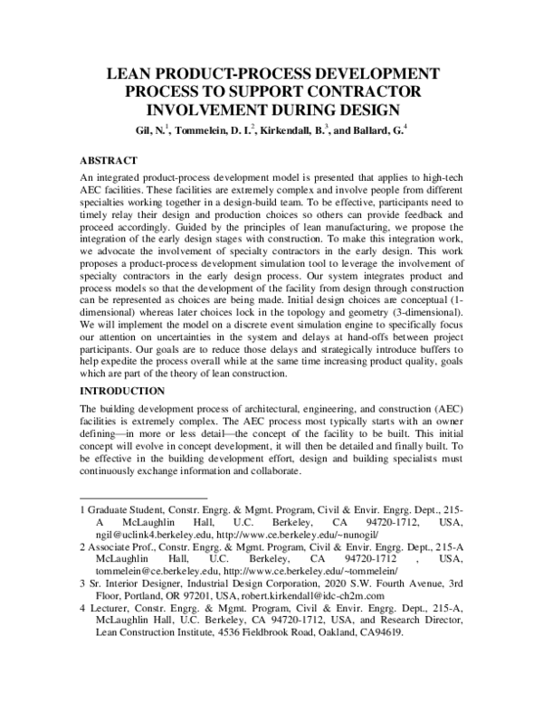 (PDF) Lean Product-Process Development Process to Support Contractor ...