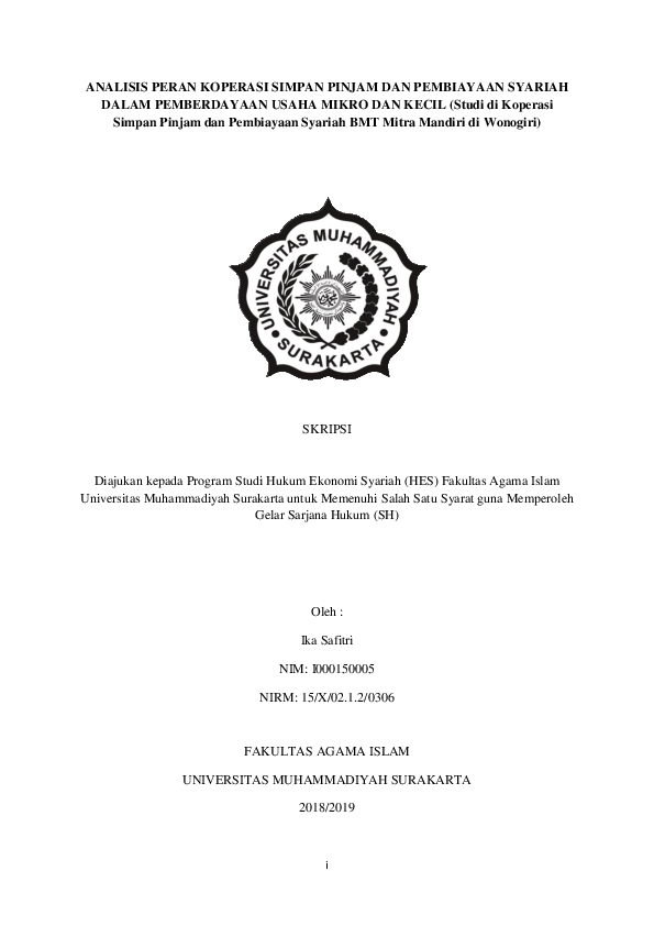 Pdf Analisis Peran Koperasi Simpan Pinjam Dan Pembiayaan Syariah