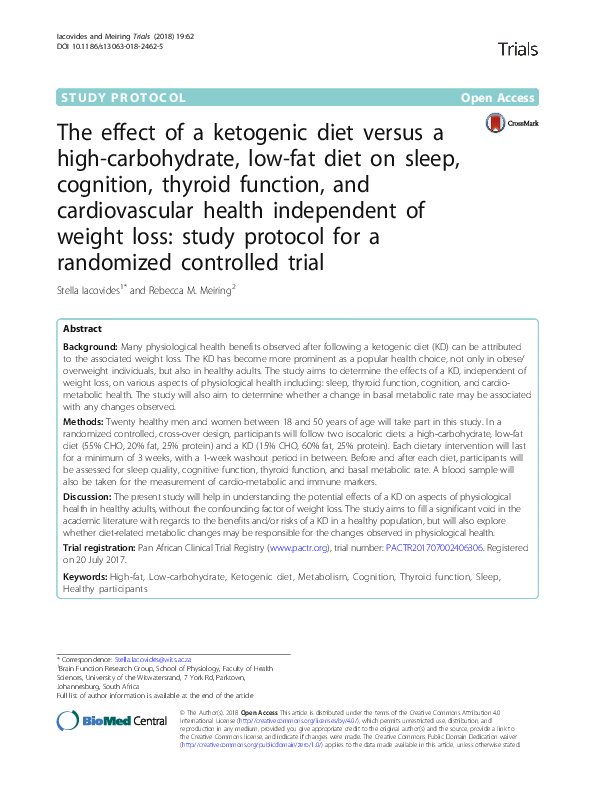 (PDF) The effect of a ketogenic diet versus a high-carbohydrate, low ...