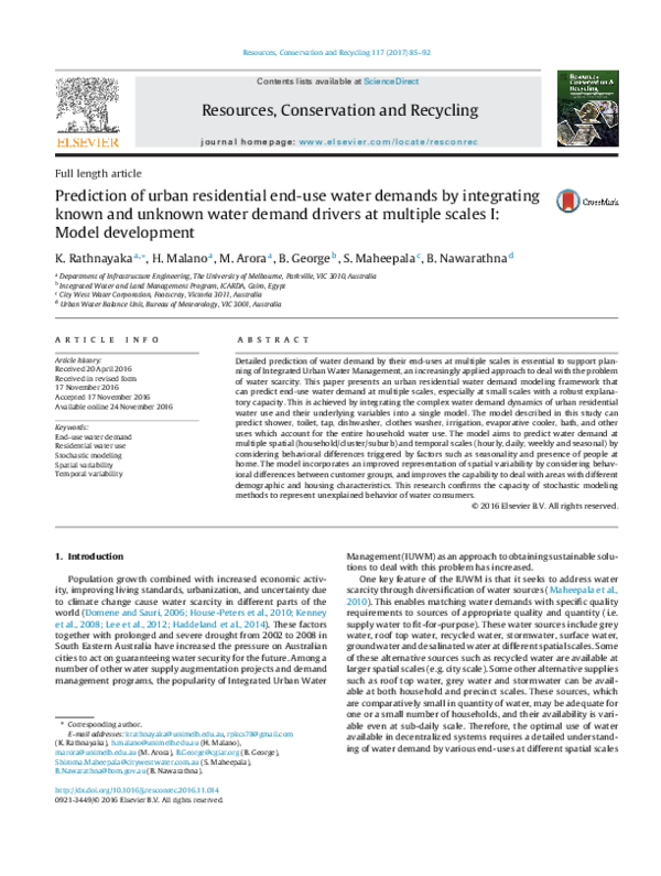 (PDF) Prediction of urban residential end-use water demands by ...