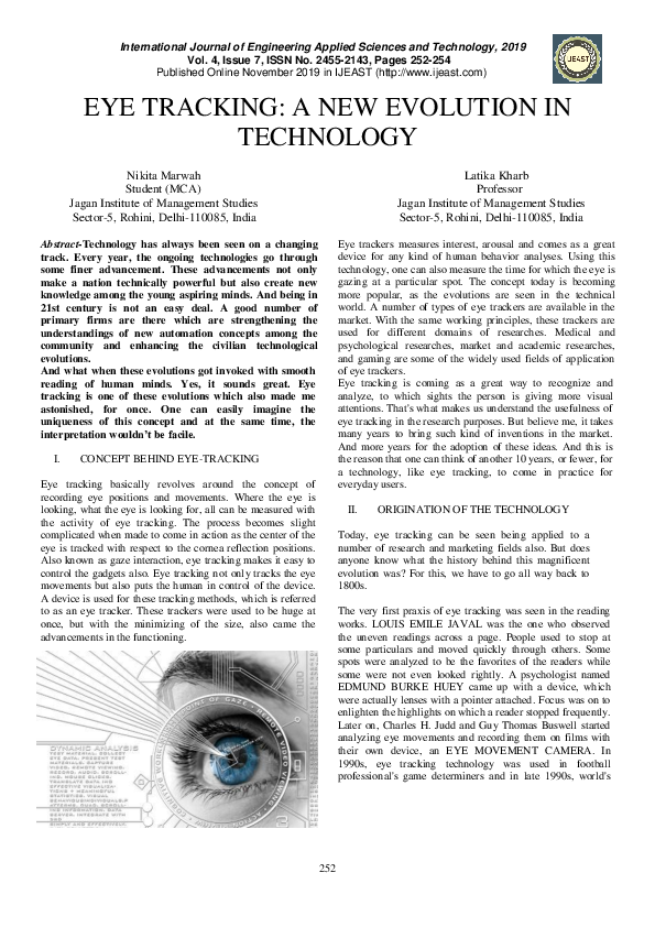(PDF) Eye Tracking: A New Evolution in Technology