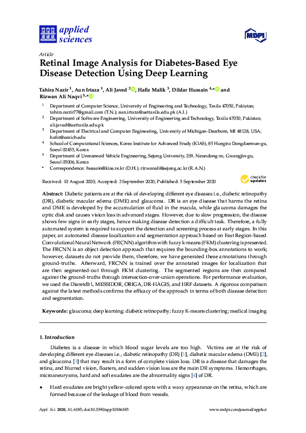 (PDF) Retinal Image Analysis for Diabetes-Based Eye Disease Detection ...