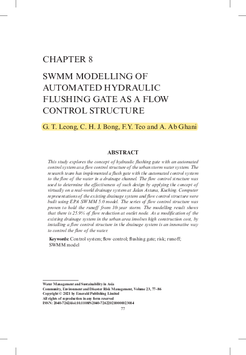 (PDF) SWMM Modelling of Automated Hydraulic Flushing Gate as a Flow ...