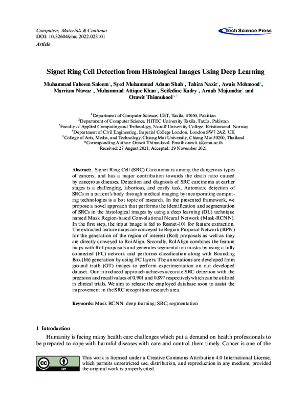 (PDF) Signet Ring Cell Detection from Histological Images Using Deep ...