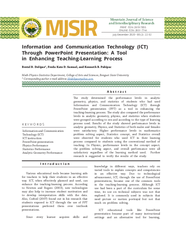 (PDF) Information and Communication Technology (ICT) Through PowerPoint ...