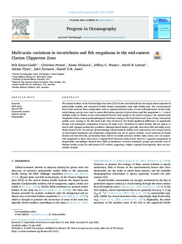 (PDF) Multi-scale variations in invertebrate and fish megafauna in the ...