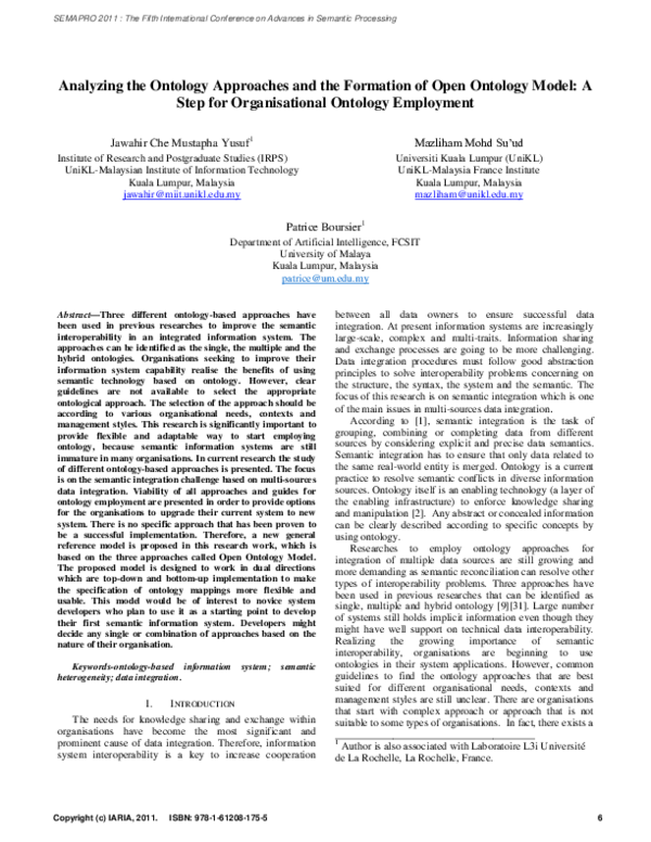 (PDF) Analyzing the Ontology Approaches and the Formation of Open Ontology Model: A Step for ...