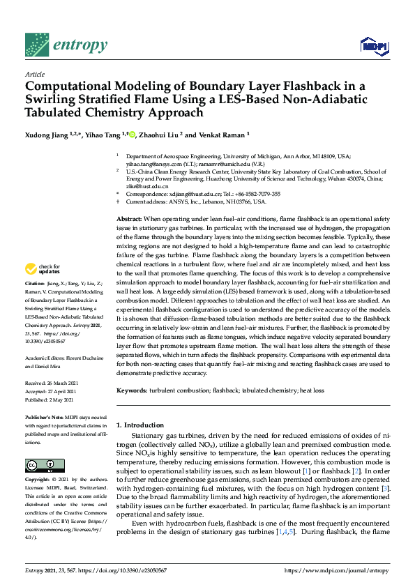 Pdf Computational Modeling Of Boundary Layer Flashback In A Swirling Stratified Flame Using A
