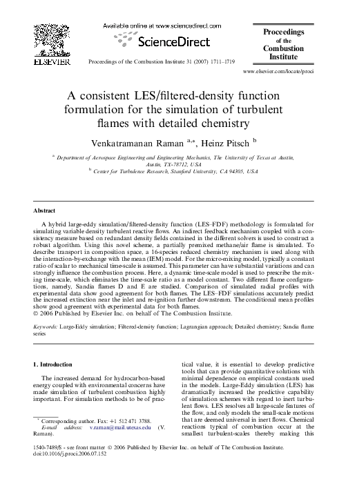 Pdf A Consistent Lesfiltered Density Function Formulation For The Simulation Of Turbulent