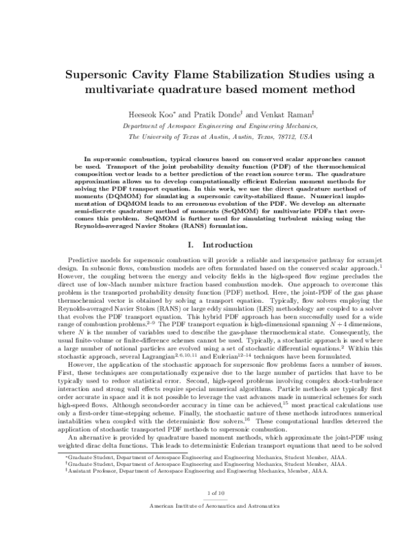 (PDF) Supersonic Cavity Flame Stabilization Studies using a ...