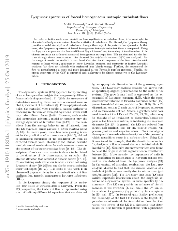 (PDF) Lyapunov spectrum of forced homogeneous isotropic turbulent flows ...