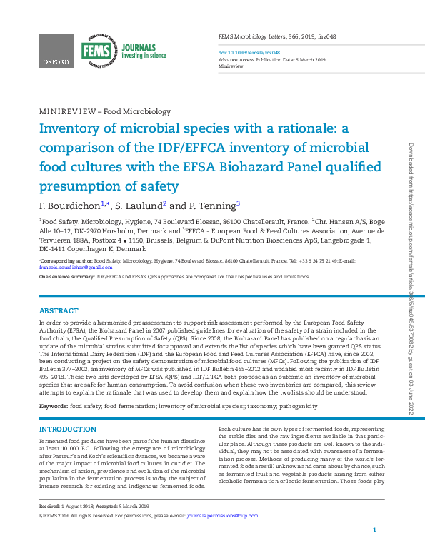 Inventory of microbial species with a rationale: a comparison of the ...