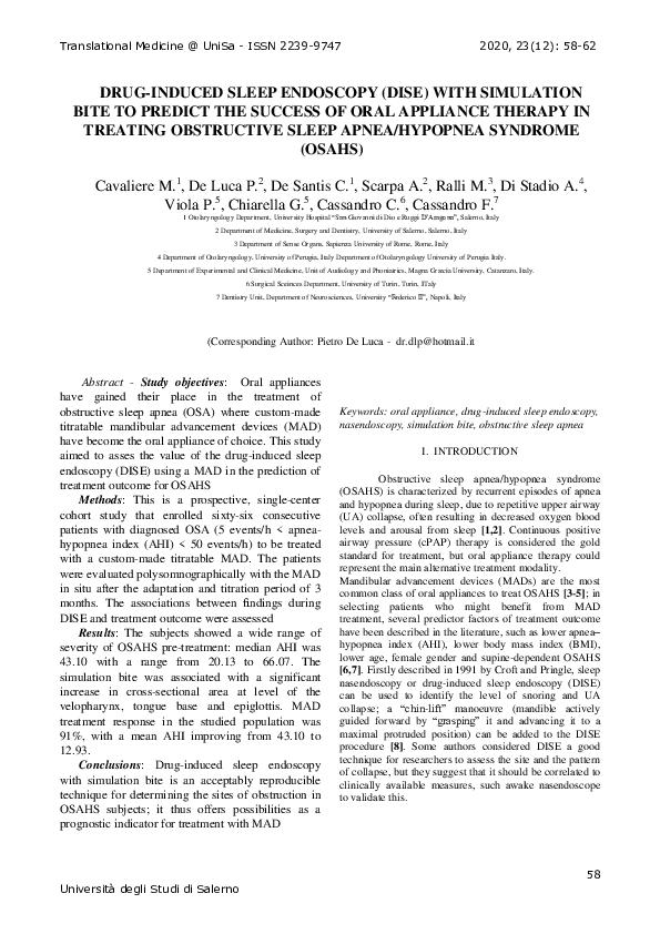 (PDF) Drug-induced Sleep Endoscopy (DISE) with Simulation Bite to ...