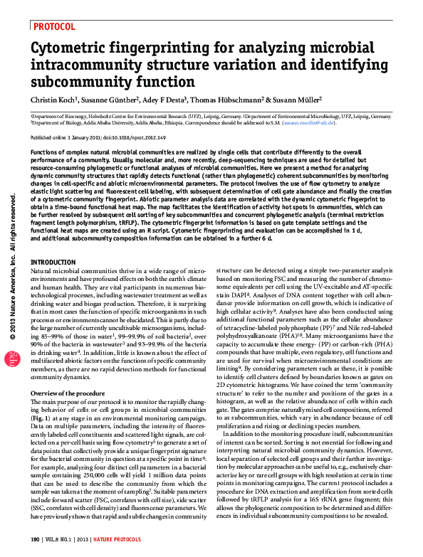 (PDF) Cytometric fingerprinting for analyzing microbial intracommunity ...