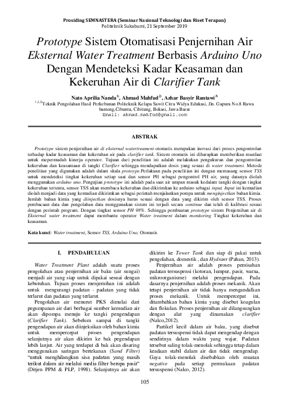 (PDF) Prototype Sistem Otomatisasi Penjernihan Air Eksternal Water ...