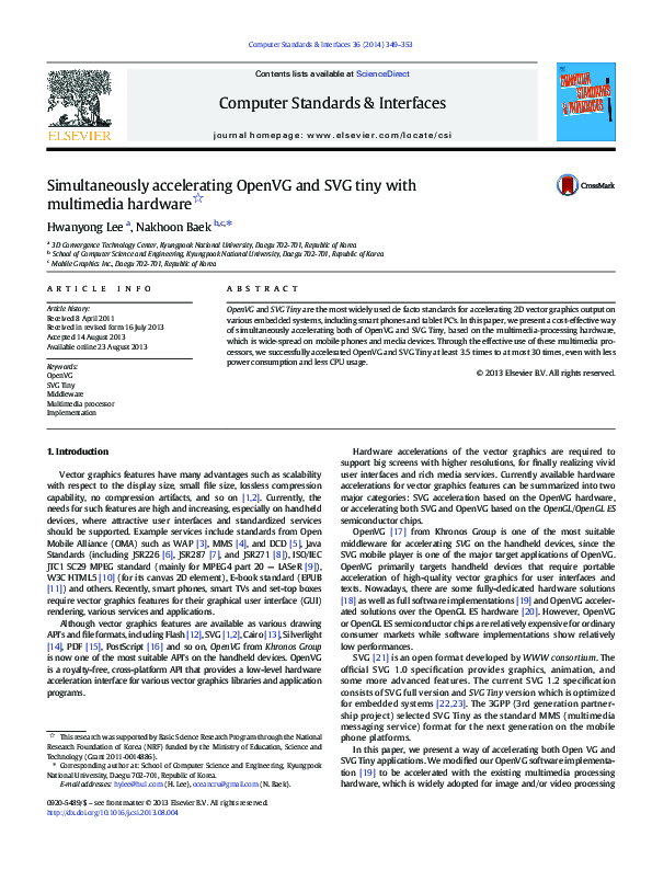 (PDF) Simultaneously accelerating OpenVG and SVG tiny with multimedia hardware