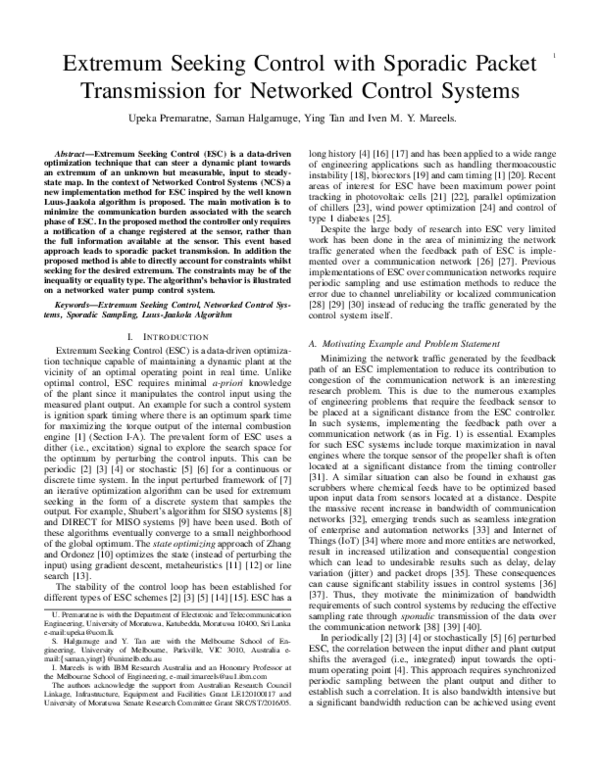 (PDF) Extremum Seeking Control with Sporadic Packet Transmission for ...