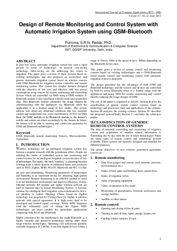 (PDF) Design of Remote Monitoring and Control System with Automatic ...
