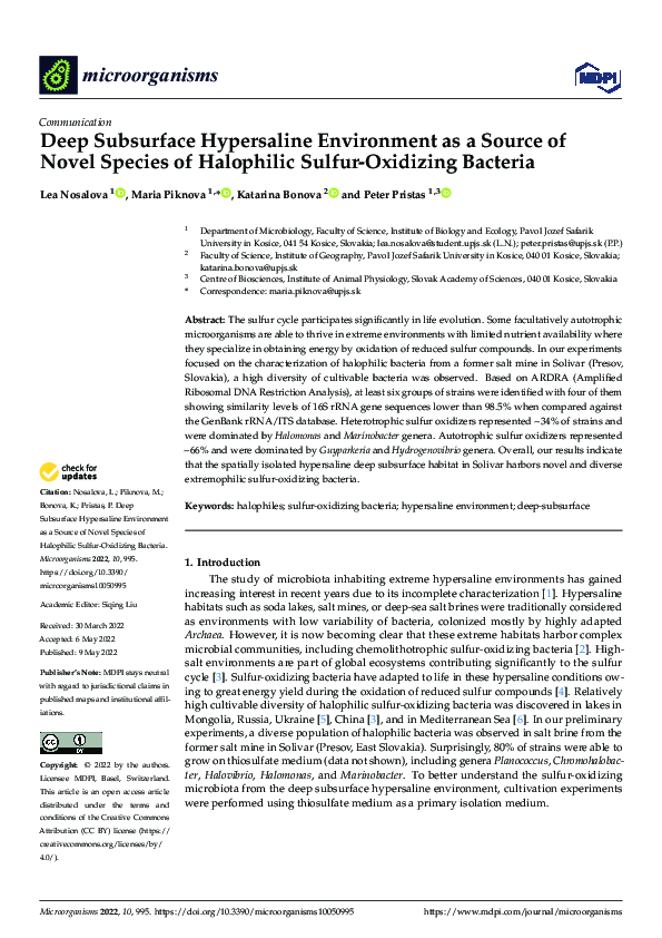 (PDF) Deep Subsurface Hypersaline Environment as a Source of Novel ...