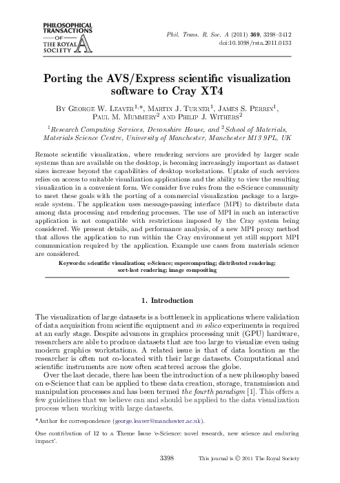 (PDF) Porting the AVS/Express scientific visualization software to Cray XT4