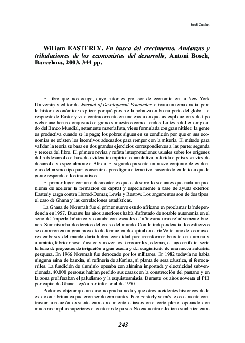 (PDF) William EASTERLY, En busca del crecimiento. Andanzas y tribulaciones de los economistas ...