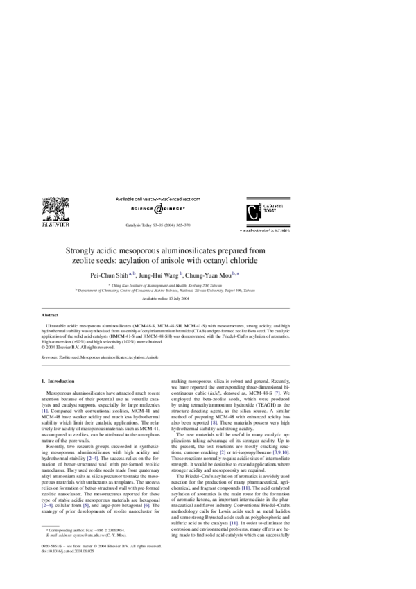 (PDF) Strongly acidic mesoporous aluminosilicates prepared from zeolite ...
