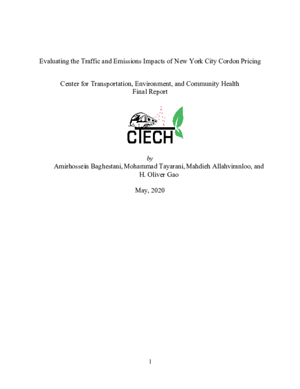 (PDF) Evaluating the Traffic and Emissions Impacts of New York City ...