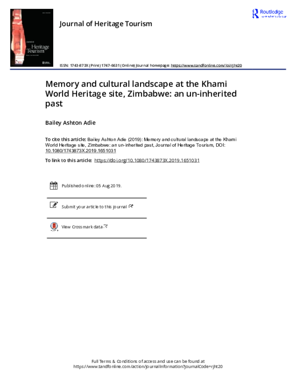 (PDF) Memory and Cultural Landscape at the Khami World Heritage Site ...