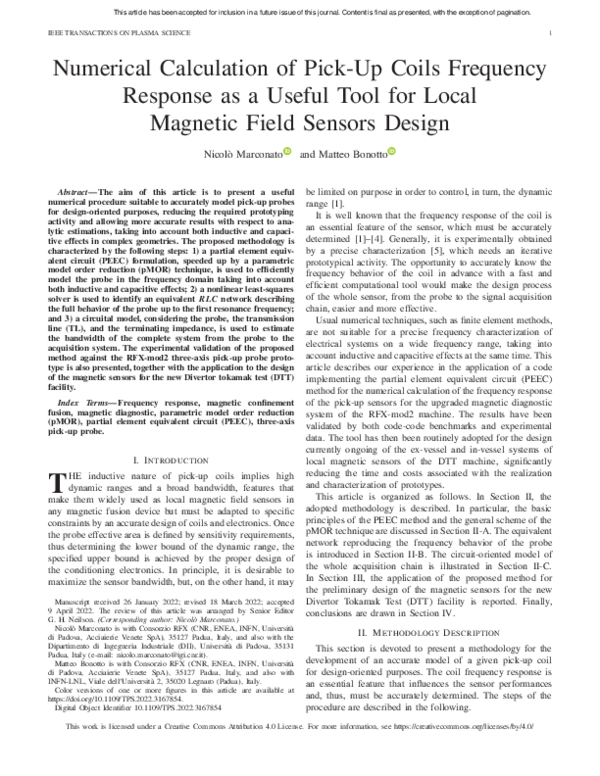 (PDF) Numerical Calculation of Pick-Up Coils Frequency Response as a Useful Tool for Local ...
