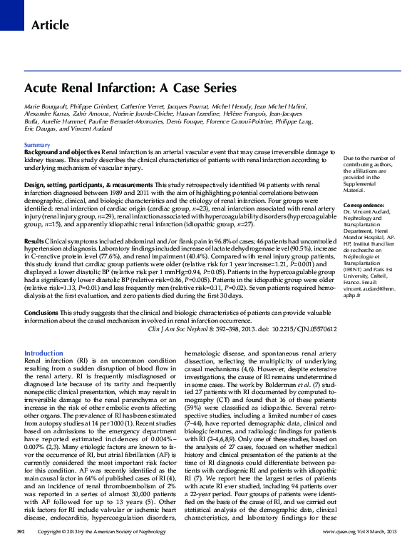 (PDF) Acute Renal Infarction: A Case Series