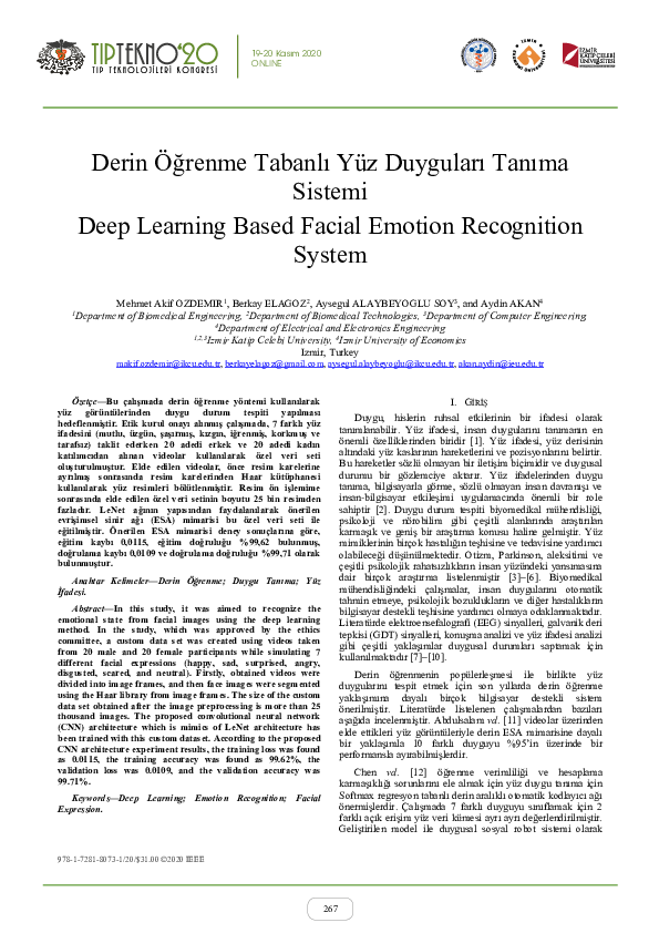 (PDF) Deep Learning Based Facial Emotion Recognition System