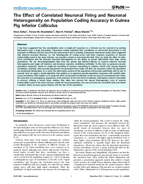 (PDF) The Effect of Correlated Neuronal Firing and Neuronal ...