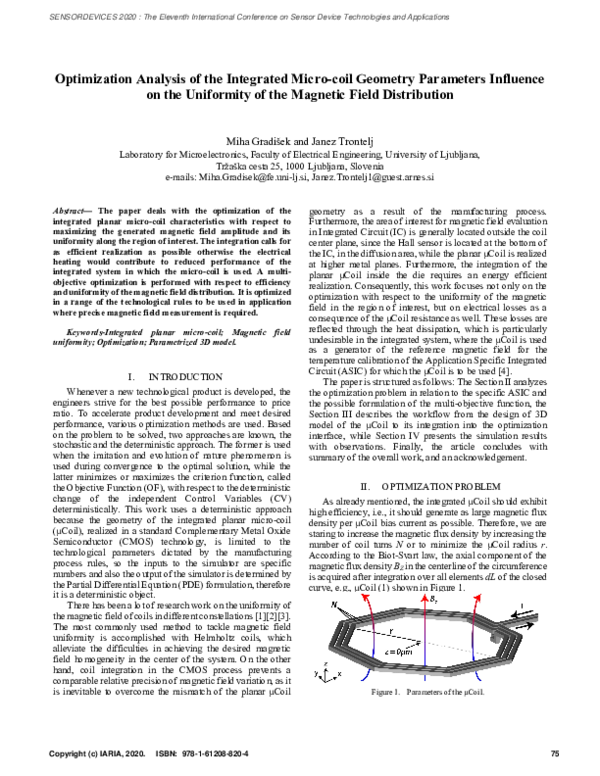 (PDF) Optimization Analysis of the Integrated Micro-coil Geometry Parameters Influence on the ...