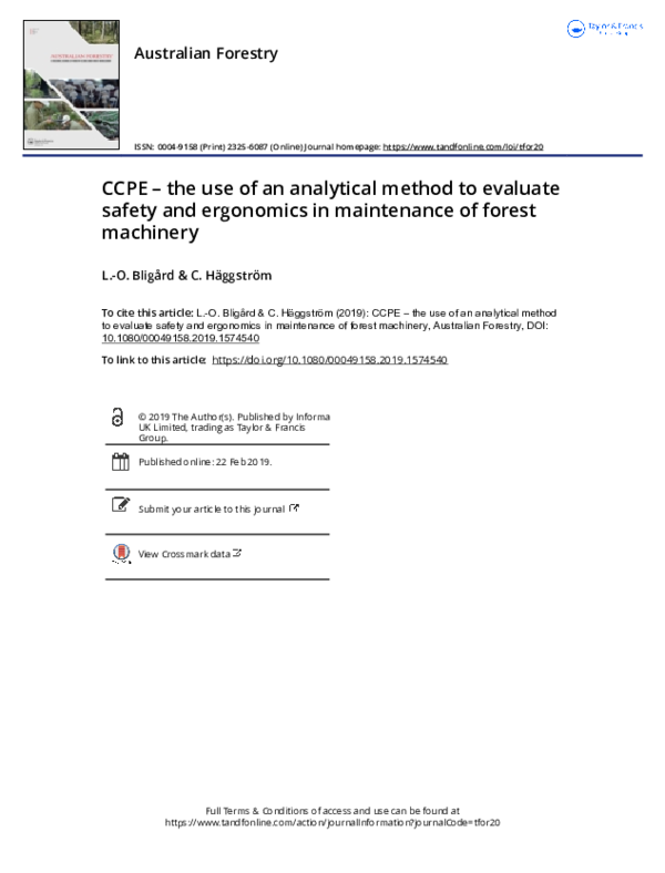 (PDF) CCPE – the use of an analytical method to evaluate safety and ergonomics in maintenance of ...