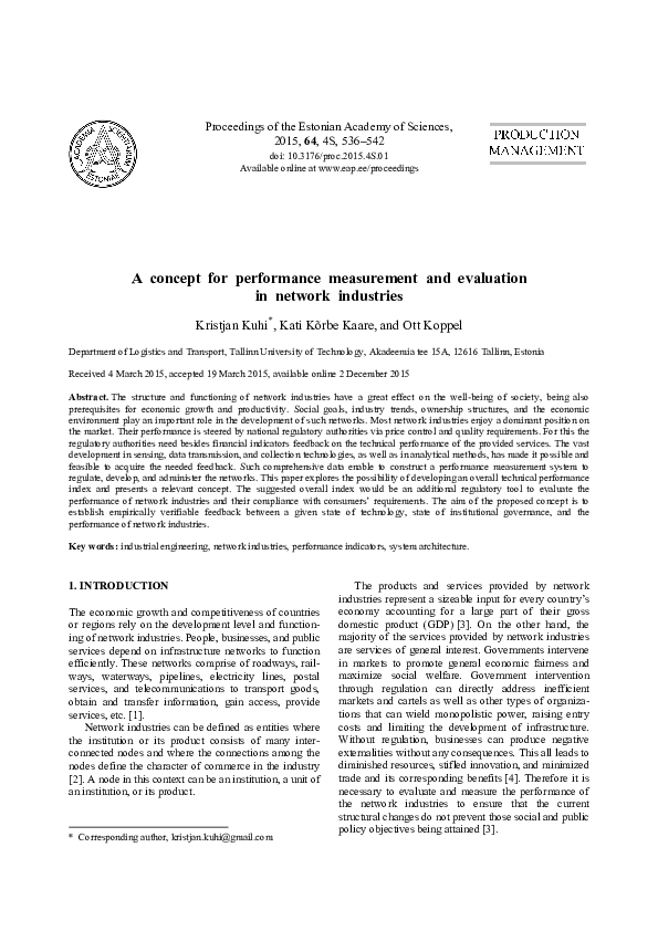 (PDF) A concept for performance measurement and evaluation in network ...
