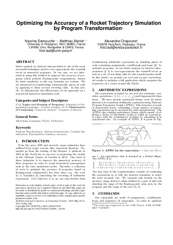 (PDF) Optimizing the accuracy of a rocket trajectory simulation by program transformation