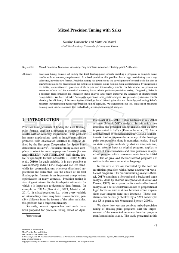 (PDF) Mixed Precision Tuning with Salsa