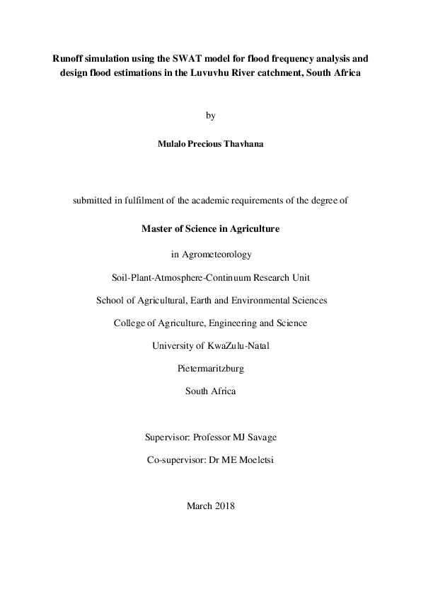 Pdf Runoff Simulation Using The Swat Model For Flood Frequency Analysis And Design Flood