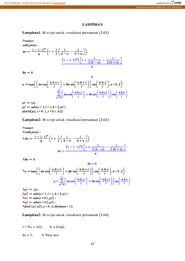 Pdf Perbandingan Penyelesaian Analitik Dan Numerik Dengan Metode Beda Hingga Pada Persamaan 