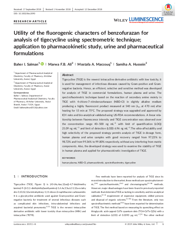 (PDF) Utility of the fluorogenic characters of benzofurazan for ...