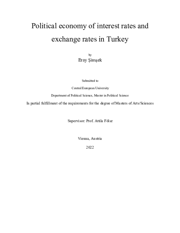 (DOC) Political economy of interest rates and exchange rates in Turkey