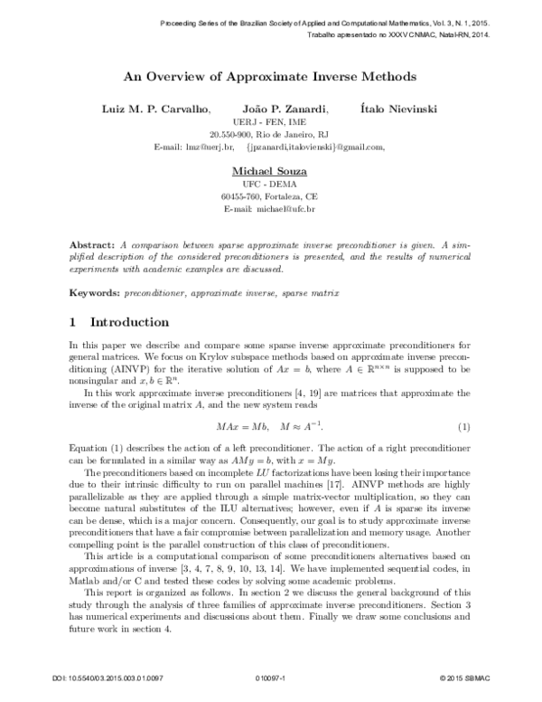 (PDF) An overview of approximate inverse methods