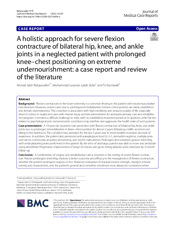 (PDF) A holistic approach for severe flexion contracture of bilateral ...